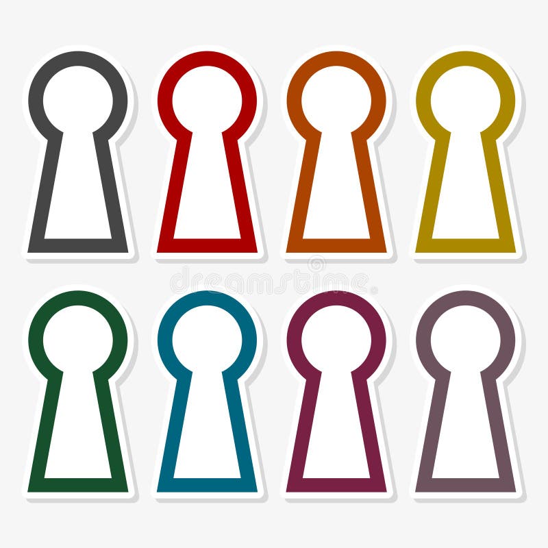 Keyhole Icon, Set of Colored Icons Stock Vector - Illustration of light ...