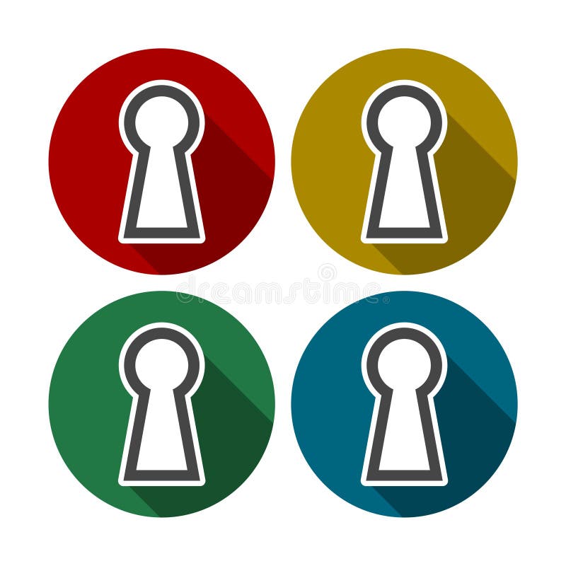 Keyhole Icon, Set of Colored Icons Stock Vector - Illustration of ...