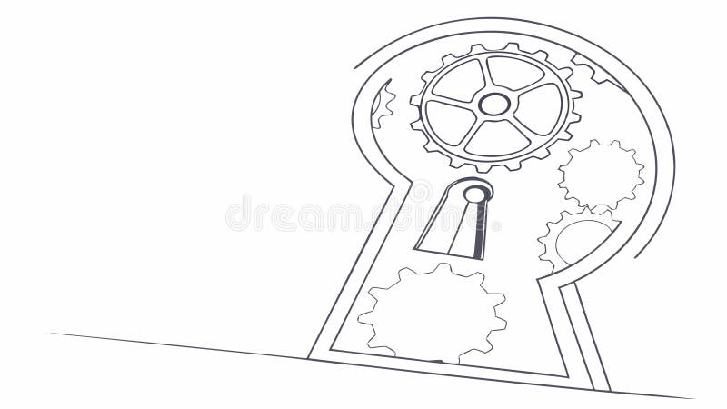 Keyhole with Inner Gears and Clockwork Mechanism Illustration, Vector ...