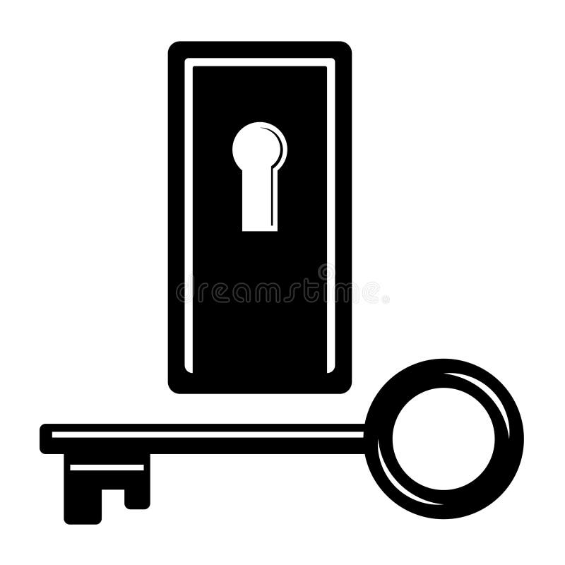 Keyhole and key pictogram stock vector. Illustration of isolated - 16271092