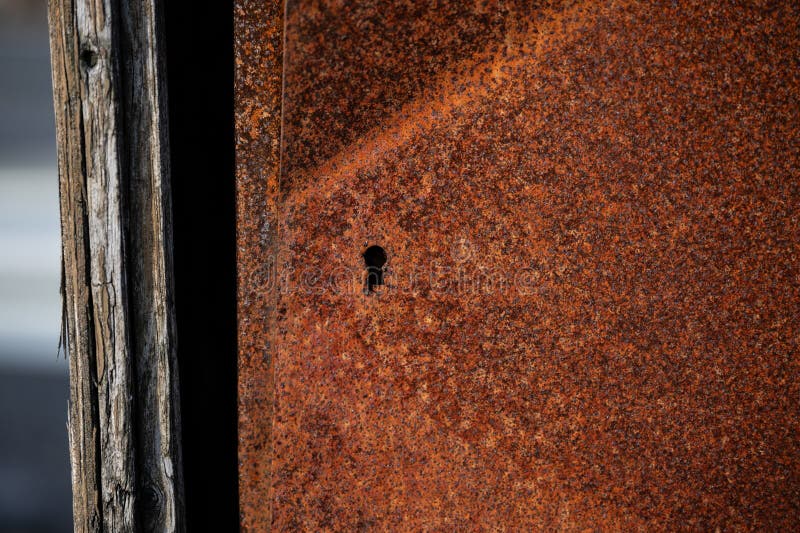 Keyhole of an Old Rusty Junction Box.. Stock Image - Image of security ...