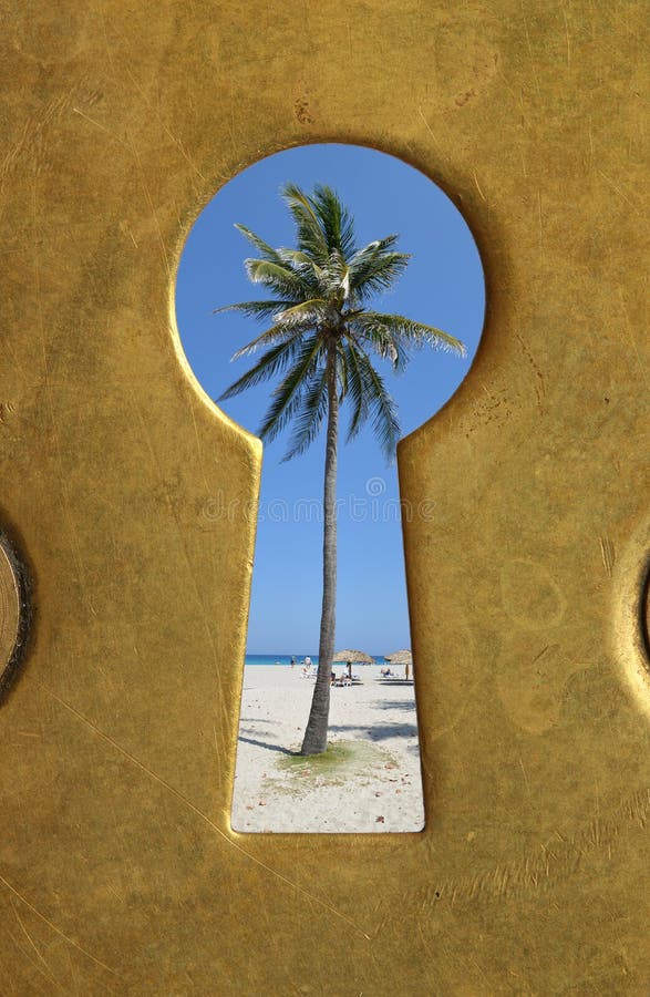 Keyhole and palm. stock photo. Image of blue, concepts - 114906576