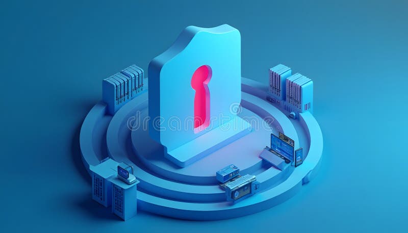 Keyhole Secure Network Data Server Stock Image - Image of isometric ...