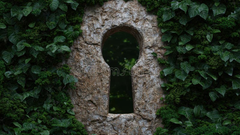 Keyhole in a Stone Wall Covered with Ivy. Stock Illustration ...