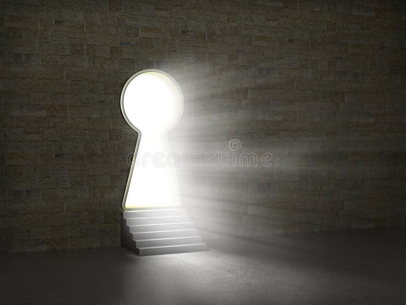 Keyhole in a stone wall. stock illustration. Illustration of dream ...