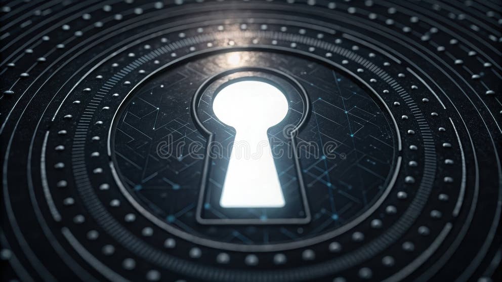 Keyhole Surrounded by Rotating Algorithms on Black Background ...