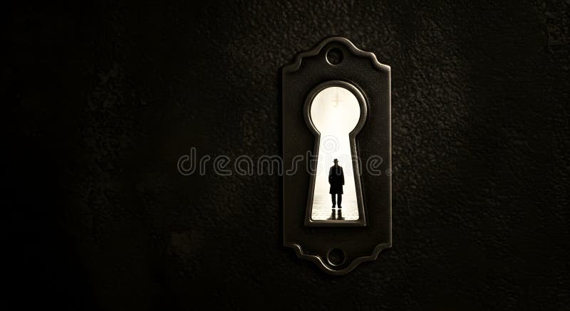Keyhole View of a Man Standing in Bright Light Stock Photo - Image of ...