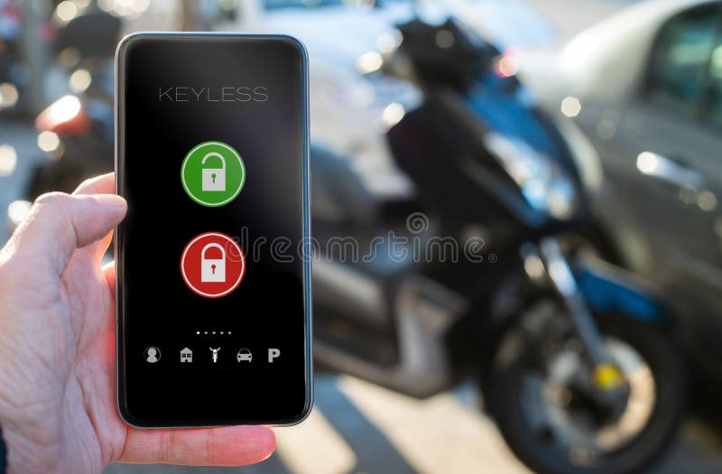 Keyless Application To Unlock Motorcycle Stock Image - Image of smart ...