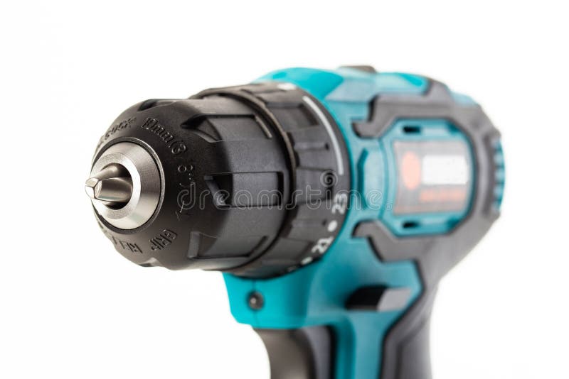 Keyless Chuck in a Drill Screwdriver with Spindle Lock, White ...