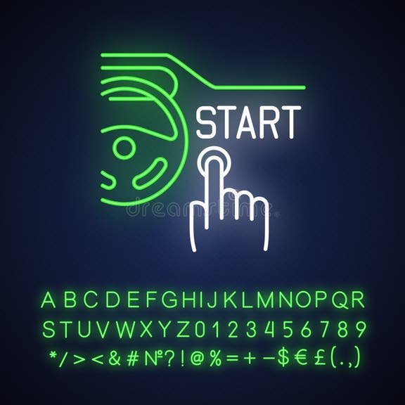 Keyless Ignition Technology Neon Light Icon Stock Vector - Illustration ...