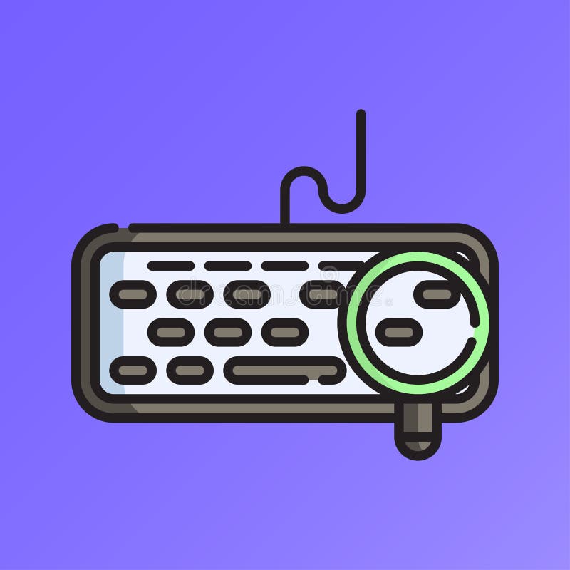 Keylogger Icon Vector Illustration. Flat Outline Cartoon. Cyber ...