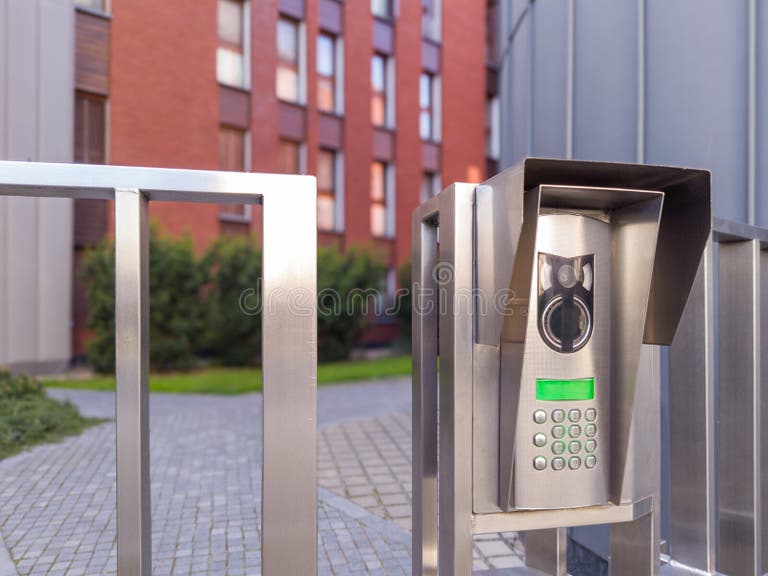 Keypad Video Intercom at Residential Gate Stock Photo - Image of ...