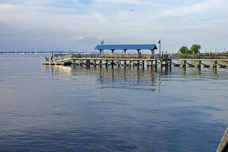 Keyport Fishing Pier -03 stock image. Image of clouds - 227206729