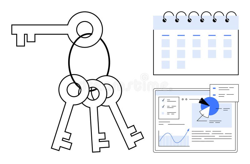 Keys and Analytics Dashboard Depicting Access Management and ...