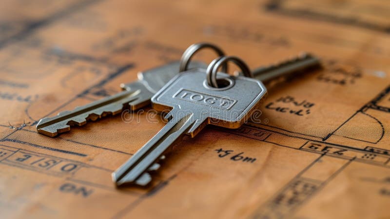 Keys on Architectural Floor Plan Stock Illustration - Illustration of ...