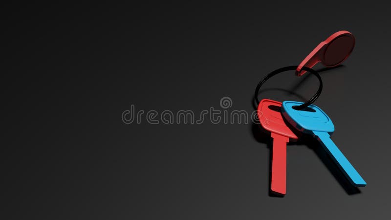 Keys on Black Desk - 3D Rendering Illustration Stock Illustration ...