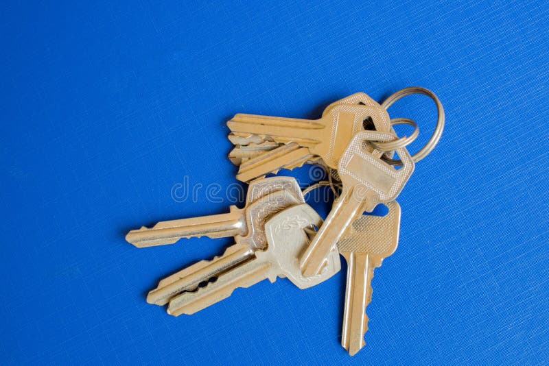 Keys on blue background stock photo. Image of access - 161131254