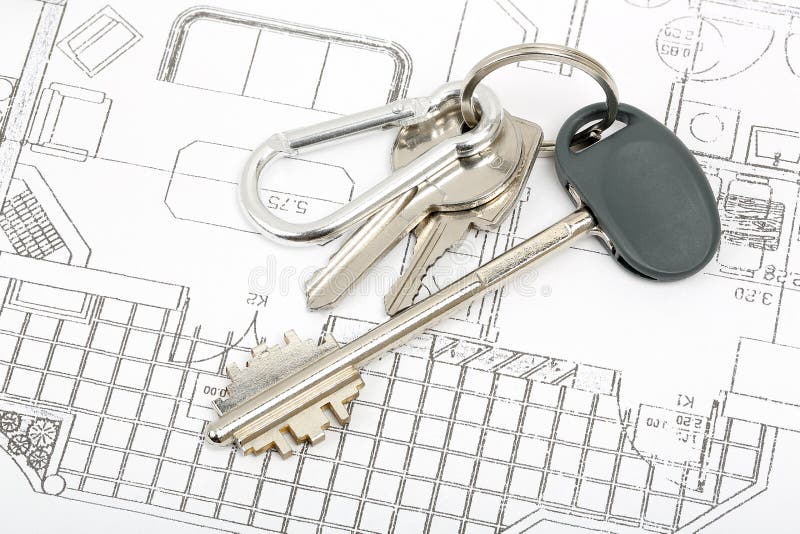 Keys on blueprint stock image. Image of paper, antique - 46361693