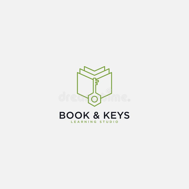 Keys and Book Line Art Logo Simple Design Minimalist Stock Vector ...