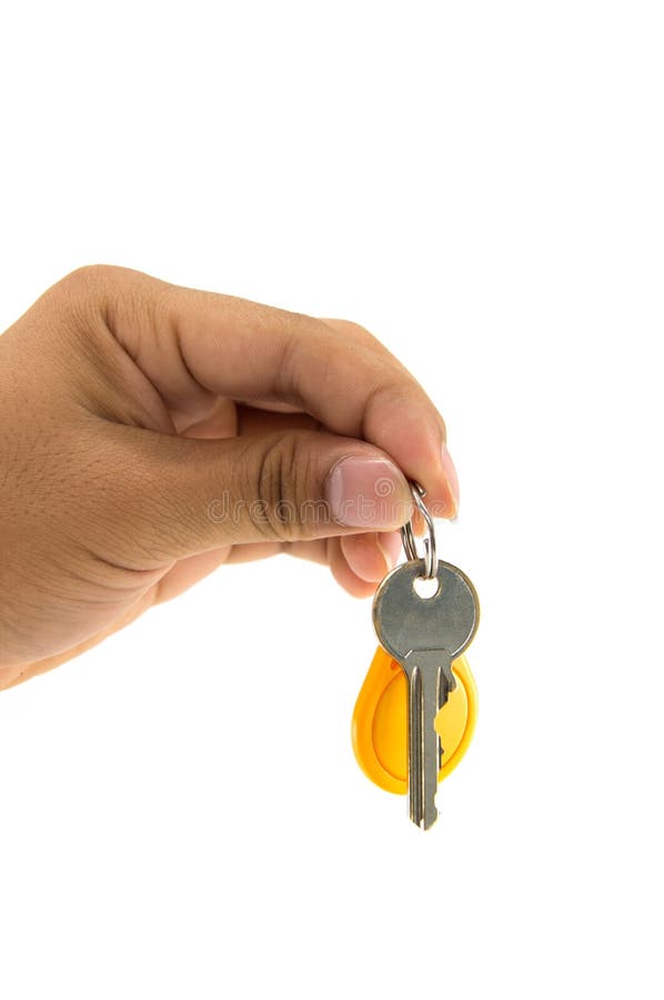 Keys and Circle Yellow Key Card in Hand Stock Photo - Image of metal ...