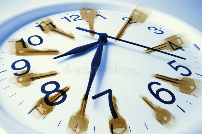 Keys and Clock stock photo. Image of closeup, hands, studio - 58318928