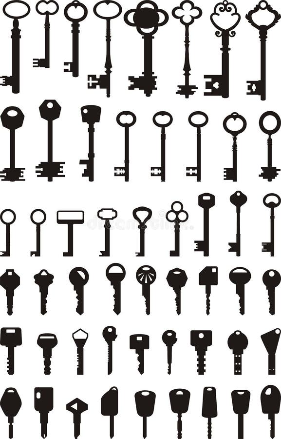 Keys collection stock vector. Illustration of carving - 18087366