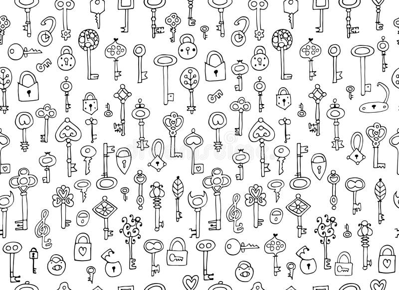 Keys Collection, Seamless Pattern for Your Design Stock Vector ...