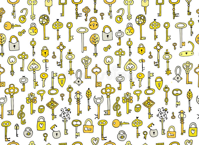 Keys Collection, Seamless Pattern for Your Design Stock Vector ...