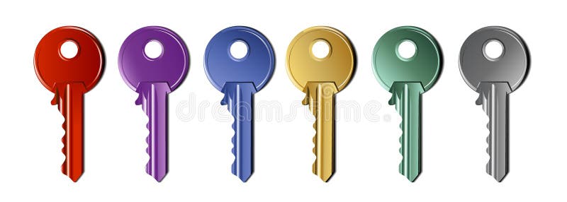 152_Keys of Different Colors. Isolated on White Background Stock Vector ...