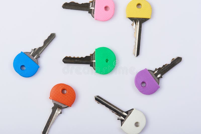 Keys from different doors stock photo. Image of colorful - 150530456