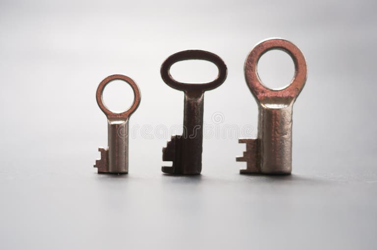 3 Keys of Different Sizes from Older Padlocks, Stock Image - Image of ...