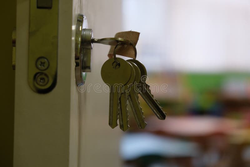 Key in lock close up stock photo. Image of safety, concept - 20673254
