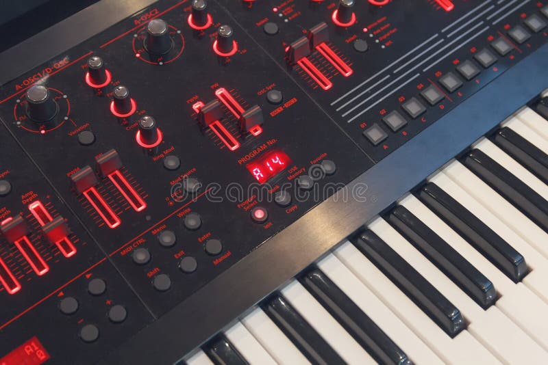 Keys Electronic Synthesizer Closeup Stock Image - Image of leisure ...