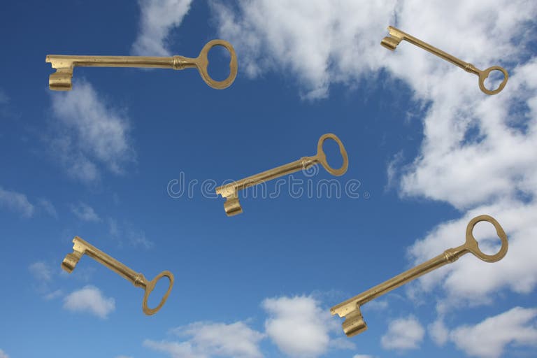 Keys Falling from the Blue Sky Stock Image - Image of golden, protected ...