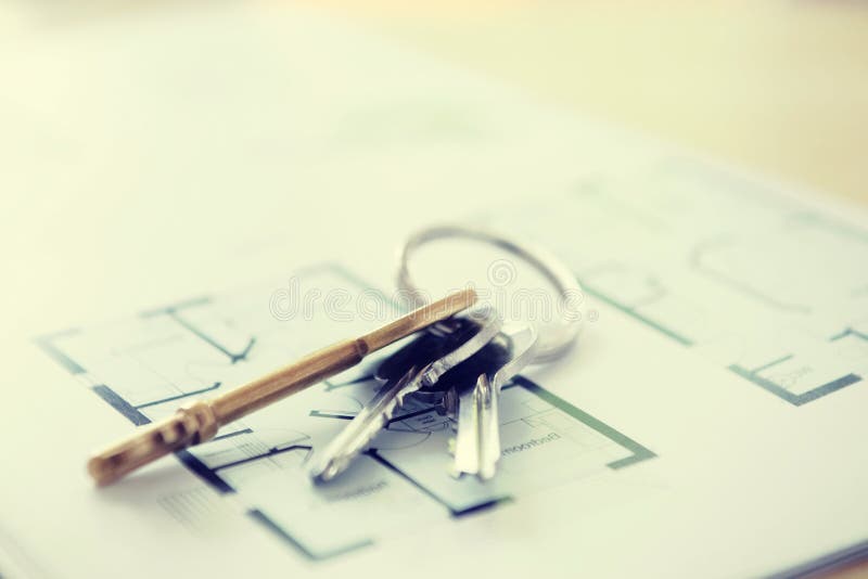 Photo of House Keys on Property Floor Plans Stock Image - Image of ...