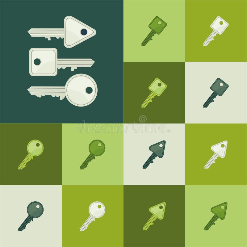 Keys - green tones. stock vector. Illustration of multiple - 70928110