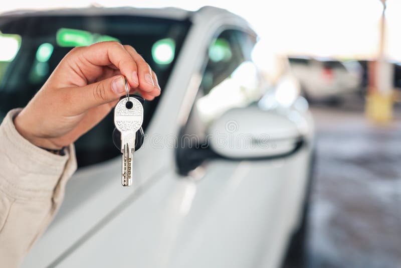 Keys in Hand, Car in the Parking Lot Stock Image - Image of rent ...