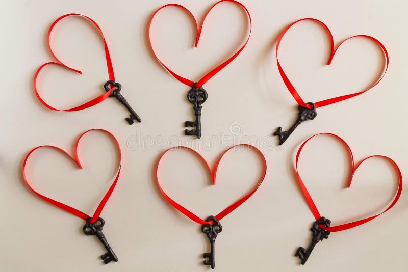 Keys with the Hearts As a Symbol of Love Stock Photo - Image of festive ...