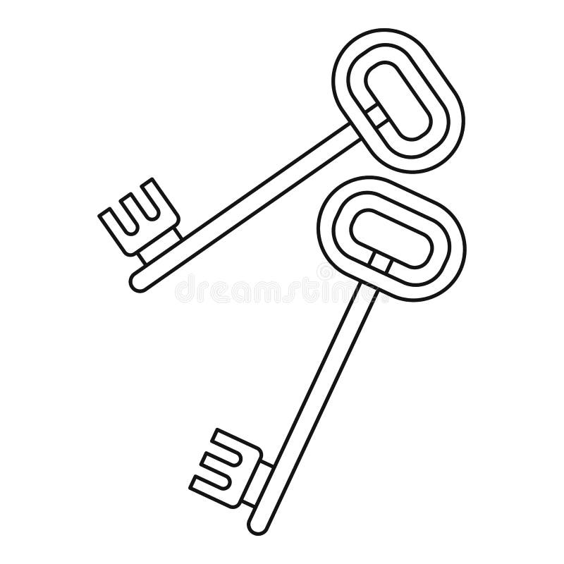 Keys icon, outline style stock vector. Illustration of estate - 80093081
