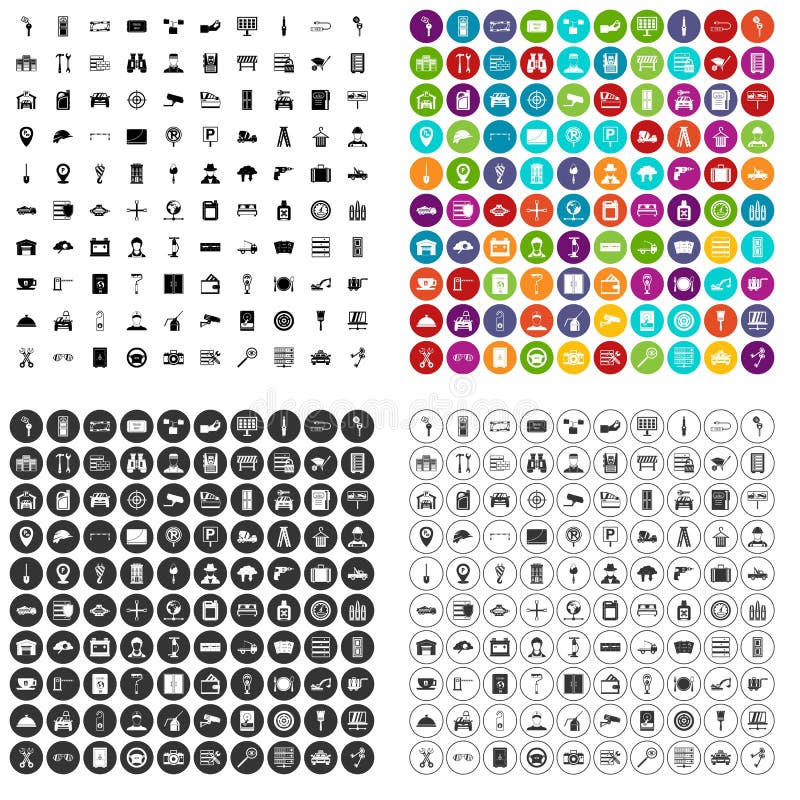 100 Keys Icons Set Vector Variant Stock Vector - Illustration of ...