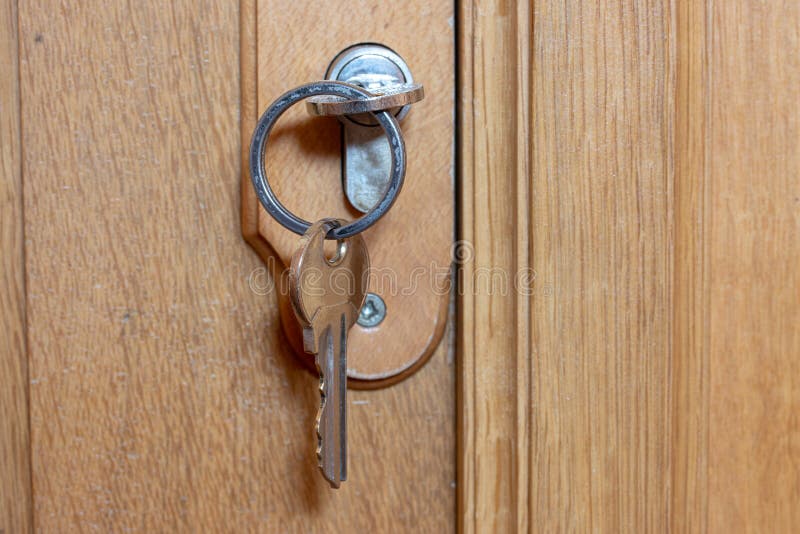 The Keys Inserted in the Door Lock Stock Image - Image of interior ...