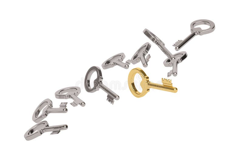 Keys Isolated on White Background, 3D Render. 3D Illustration Stock ...
