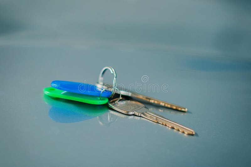 Keys on a key chain stock image. Image of iron, green - 46119733
