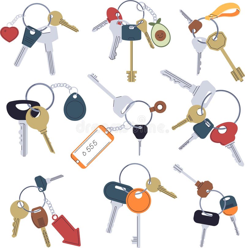 Keys with Keychain and Number of Room Pattern Stock Vector ...