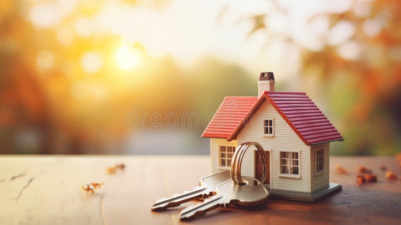 Keys with a Keychain Shaped Like a Tiny House in the Foreground, AI ...