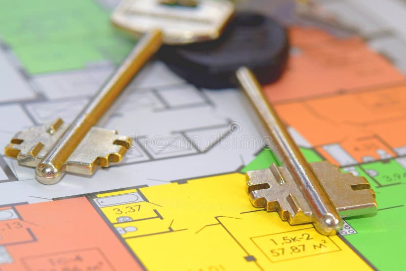 The Keys and Layout of a New Apartment Stock Image - Image of paint ...