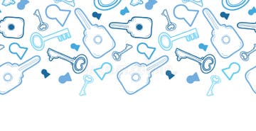 Keys Line Art Horizontal Seamless Pattern Background Border Stock ...