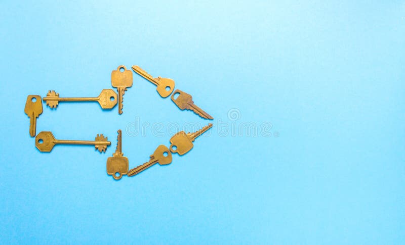 Keys lined arrow symbol stock photo. Image of open, iron - 84118572