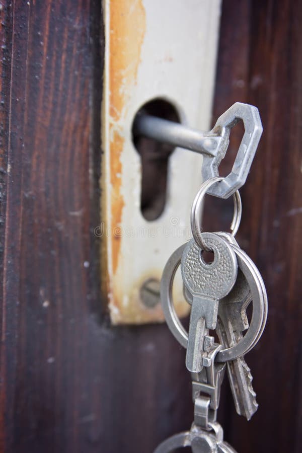 Keys in the lock stock photo. Image of door, rusty, lock - 75049166