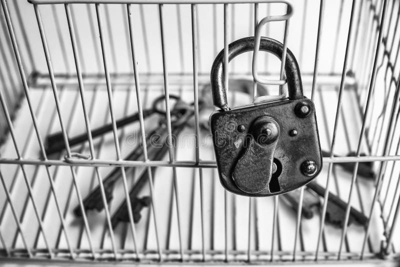Keys locked in a cage stock photo. Image of penalty, bars - 98546290